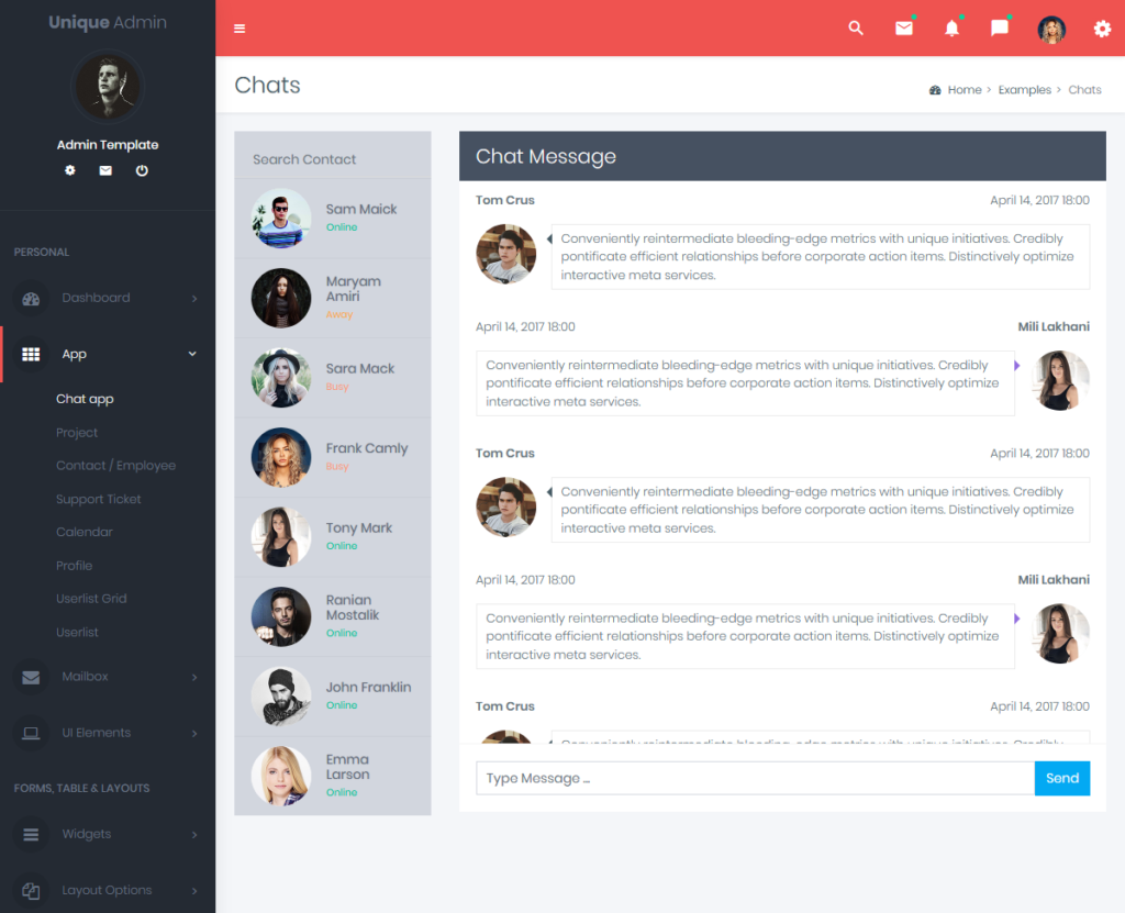 UniqueDark Sidebar- Responsive Bootstrap Admin Template