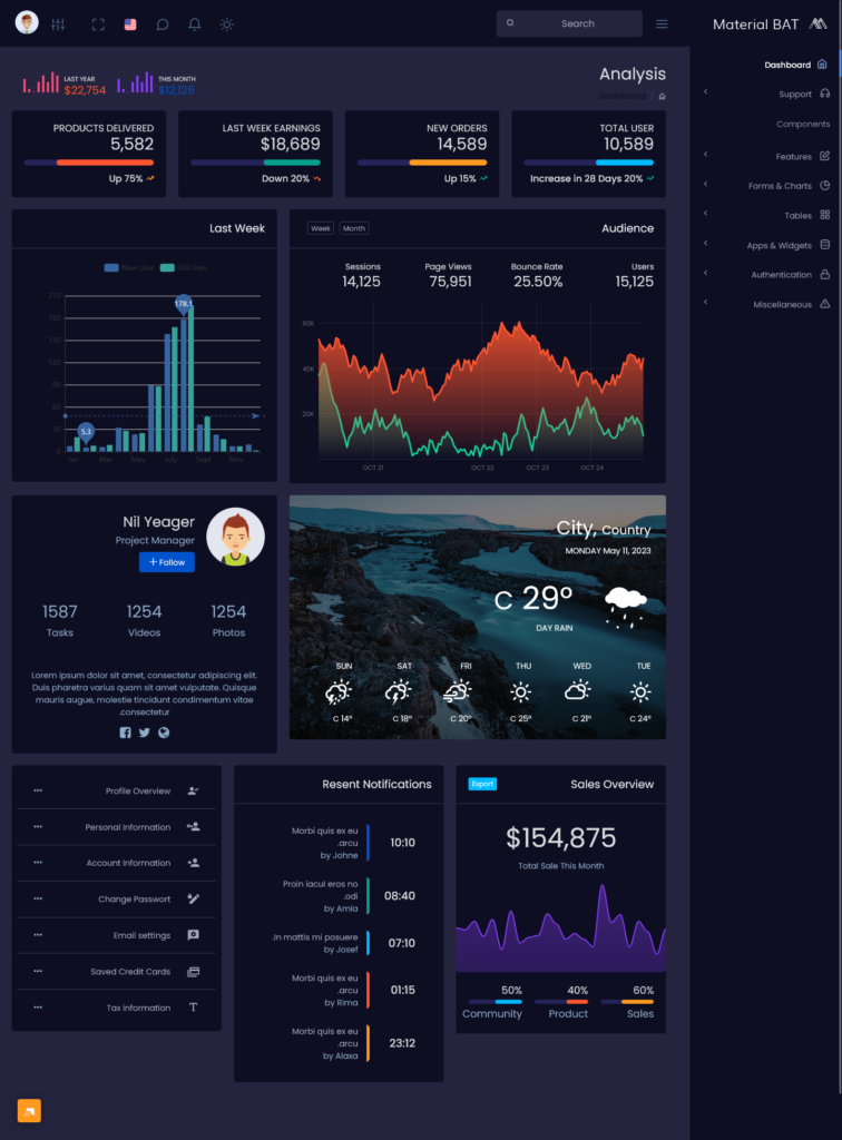 The Visionary Dashboard Template for Company Advancement