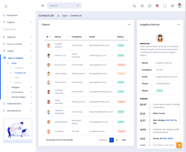 Contact List - Bootstrap Admin Template
